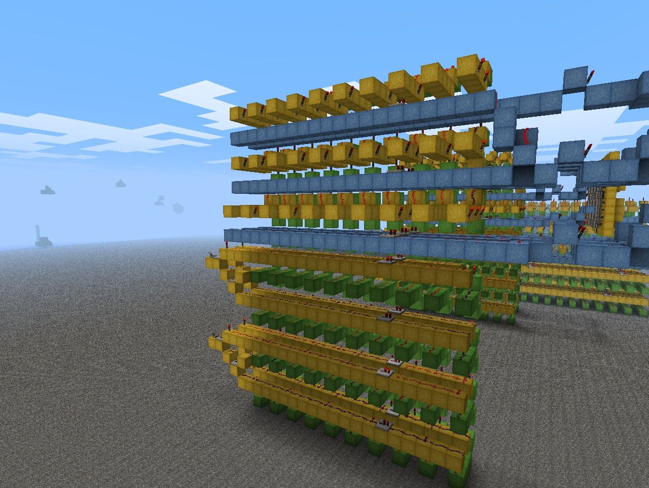 7 Wide Binary to 7seg Decoder with Piston Display Minecraft Map