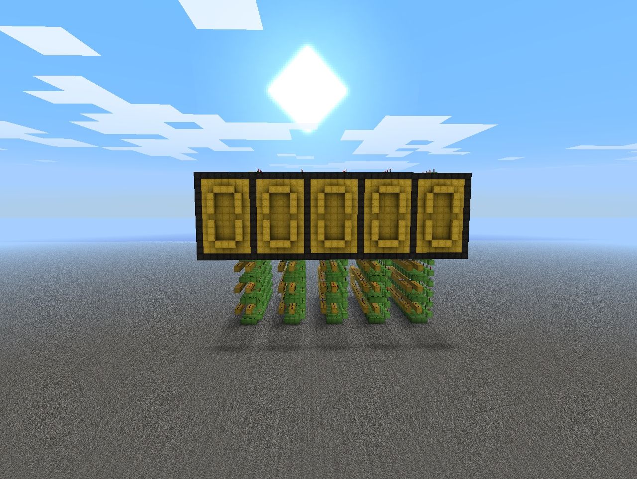 7 Wide Binary to 7seg Decoder with Piston Display Minecraft Map