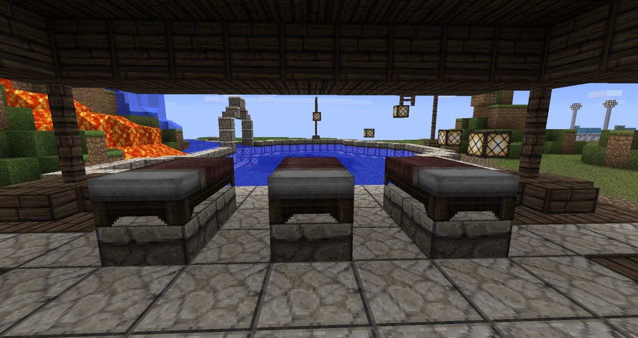 Japanese esque floating Spa. Minecraft Map