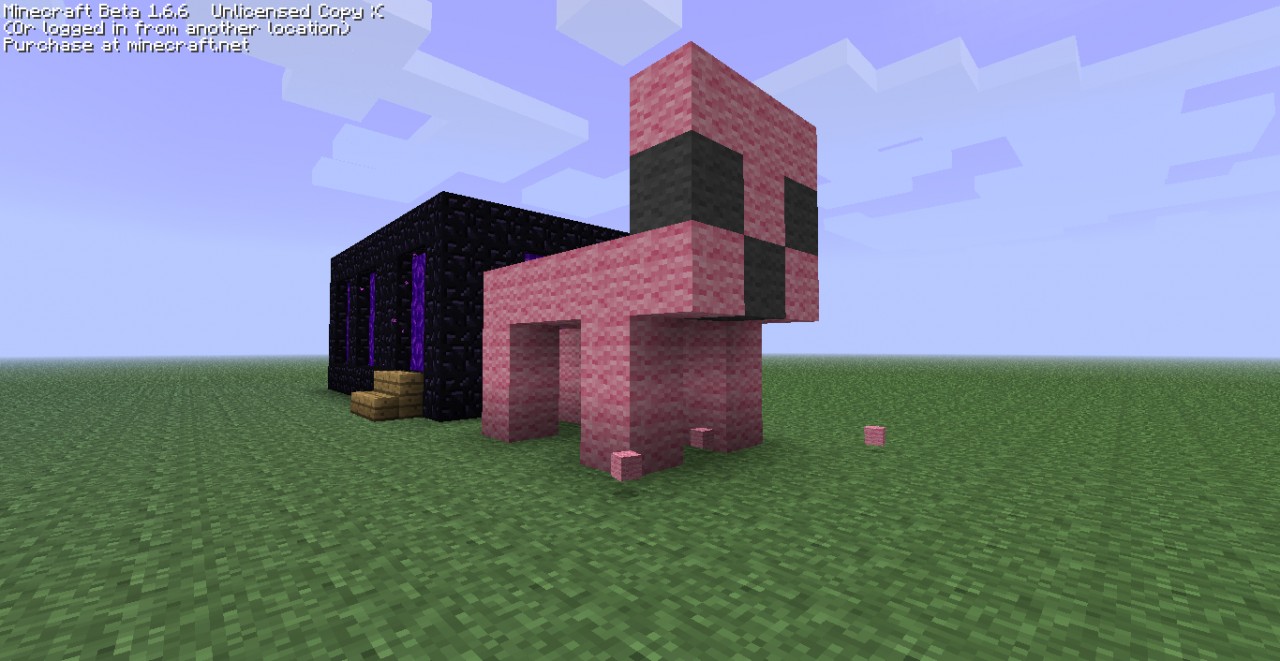 house of portals and glowstone with retarded pig Minecraft Map