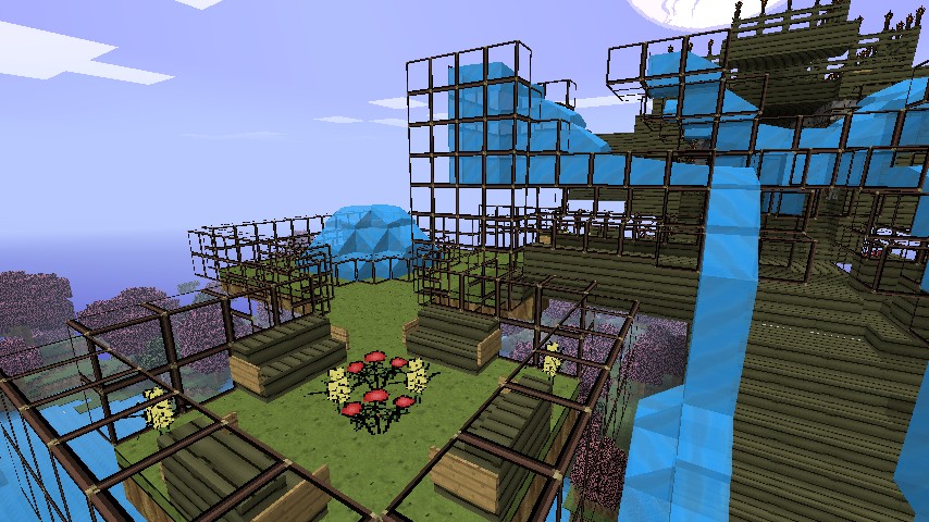 floating wooden house and gardens Minecraft Map