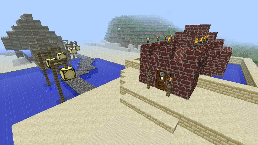 Castle With Working Drawbridge and Dock+Boat Launcher Minecraft Map