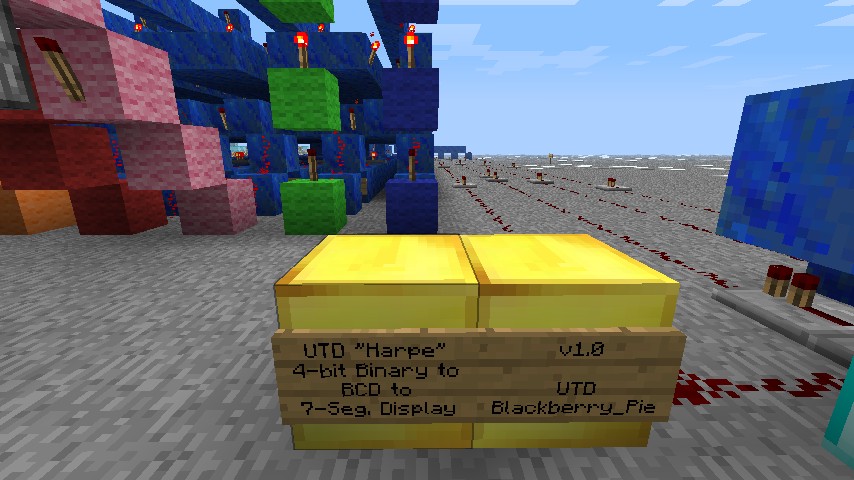 UTD "Harpe" 4bit Binary to Decimal Displays Minecraft Map