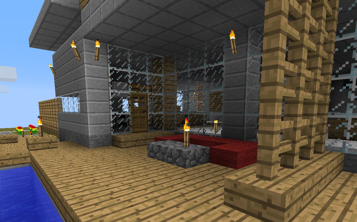 modern house with pool Minecraft Map