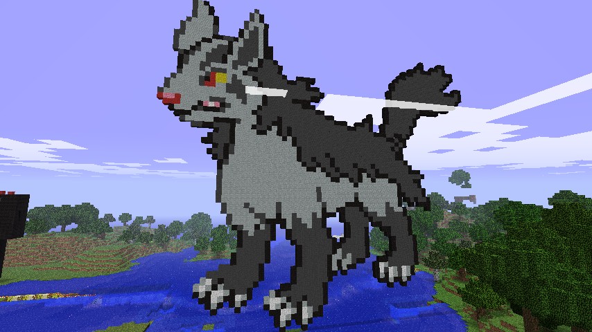 Mightyena Pixel Art Minecraft Map