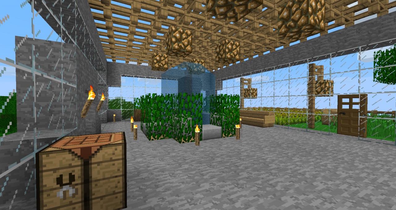 A lounge with the farm Minecraft Map