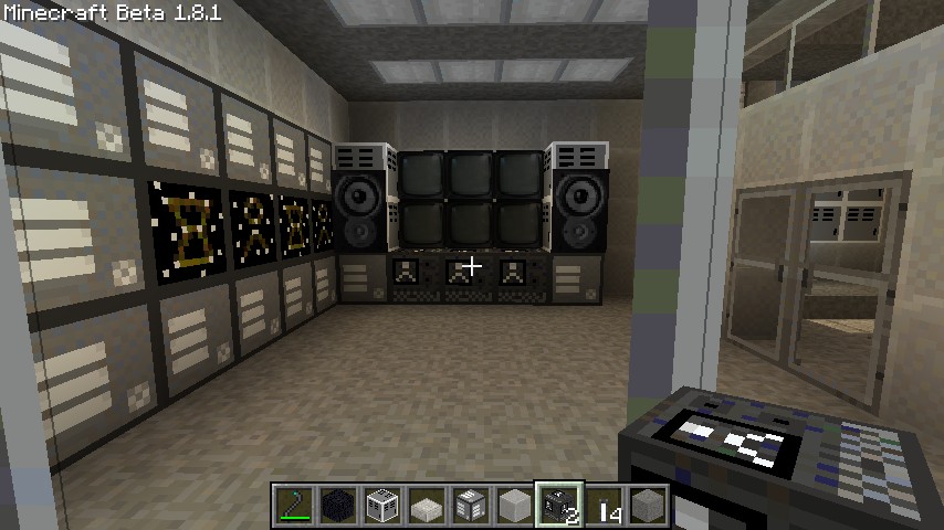 Modern industrail building with huge glowing vacuum tubes Minecraft Map