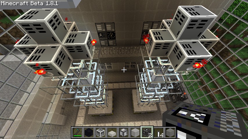 Modern industrail building with huge glowing vacuum tubes Minecraft Map