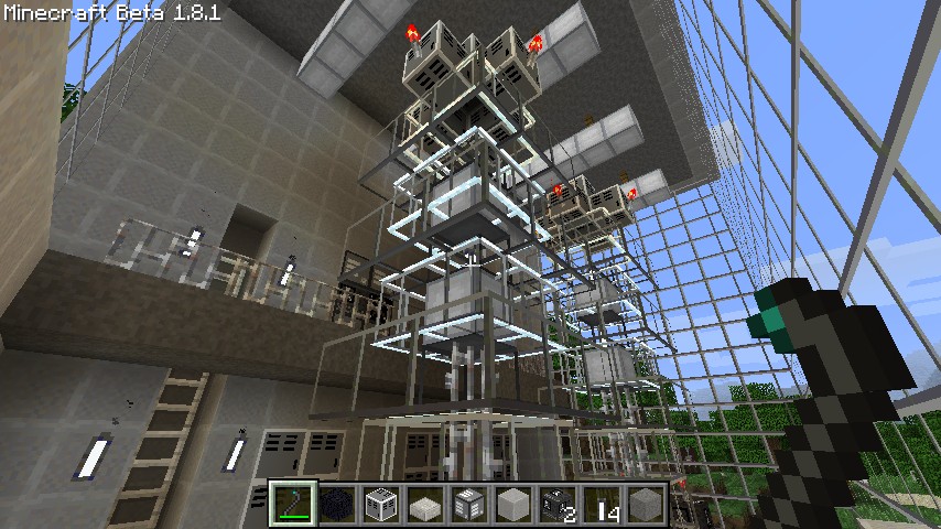 Modern industrail building with huge glowing vacuum tubes Minecraft Map