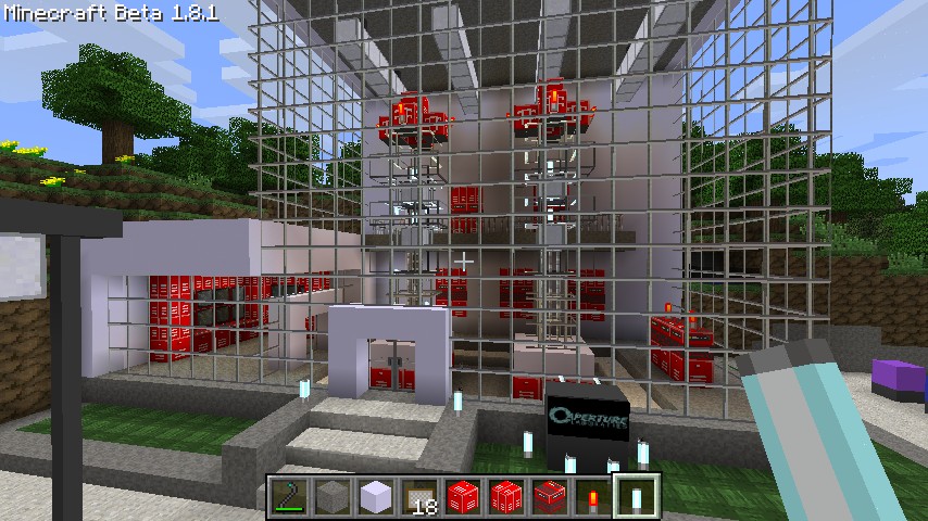 Modern industrail building with huge glowing vacuum tubes Minecraft Map