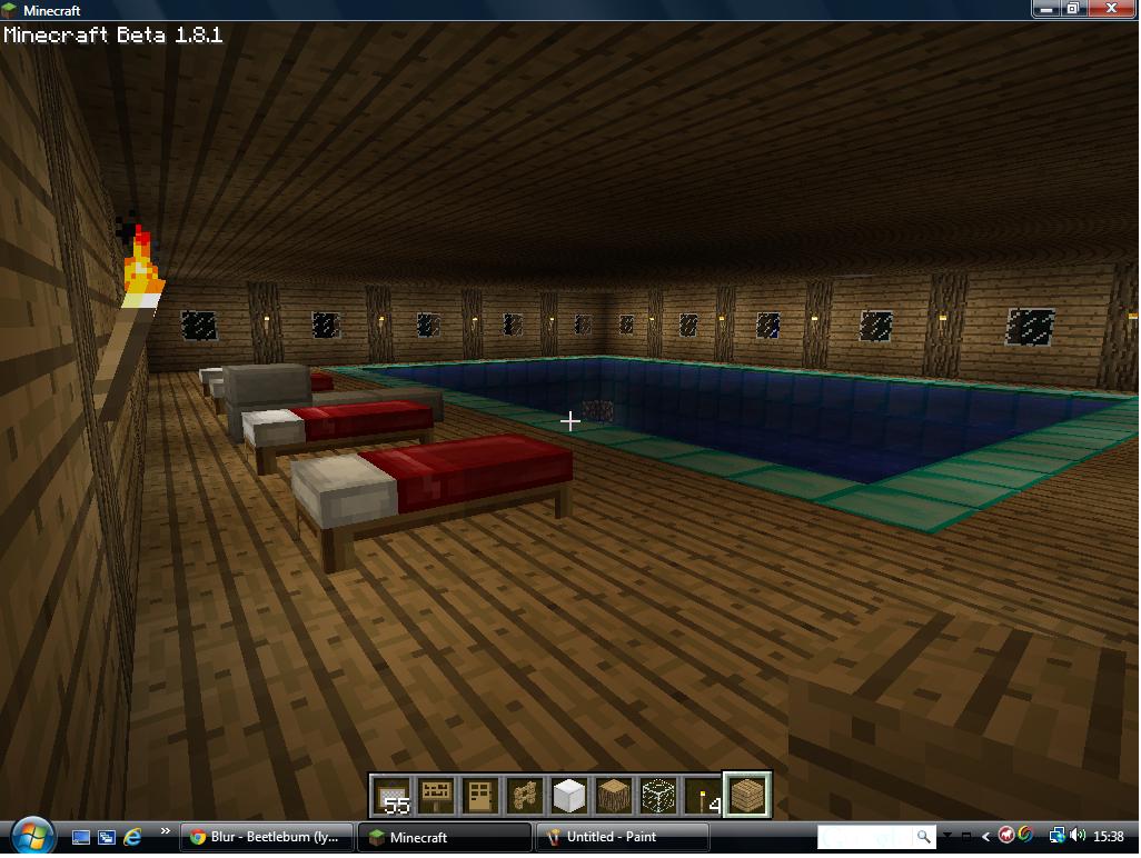 massive wooden house with swimming pool Minecraft Map