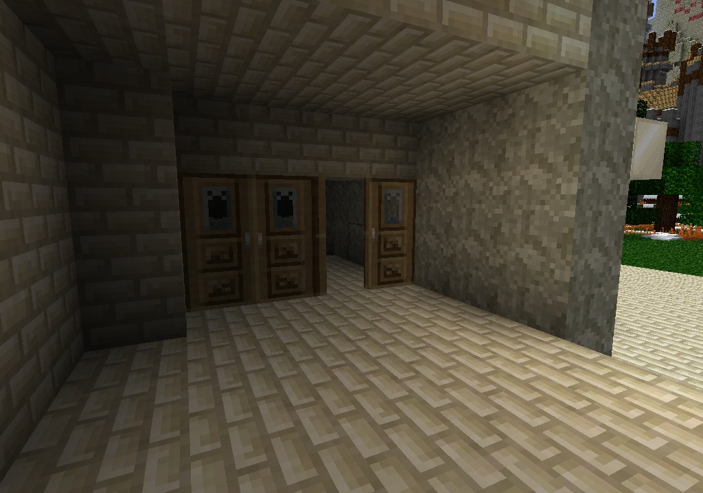 gate house with guard huts Minecraft Map