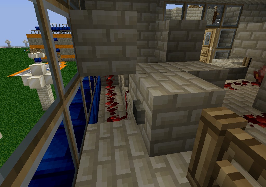 gate house with guard huts Minecraft Map