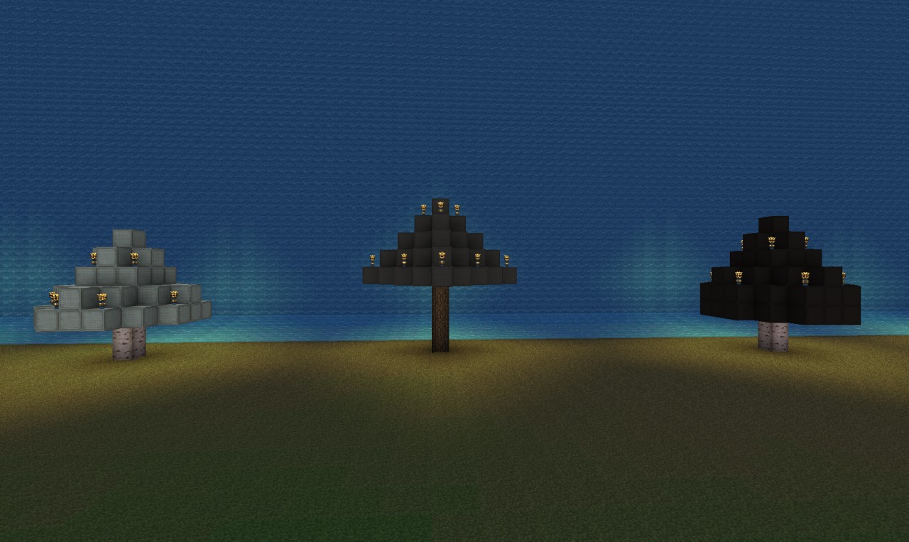 Different Colour Wool Trees, Nether Trees and Gold Trees Minecraft Map
