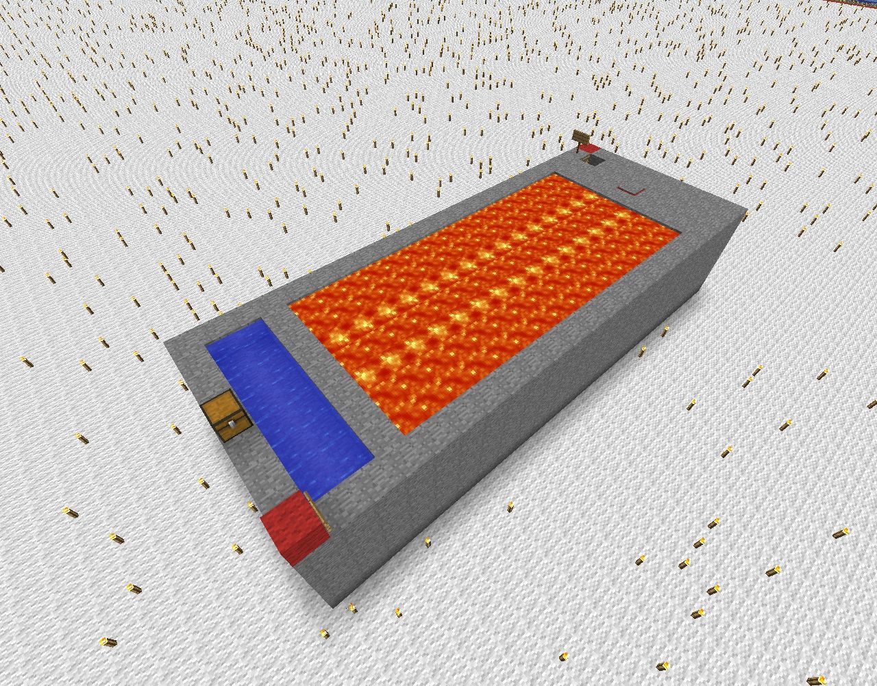 Lava pit crossing with activated piston pathway [Pixel3] Minecraft Map