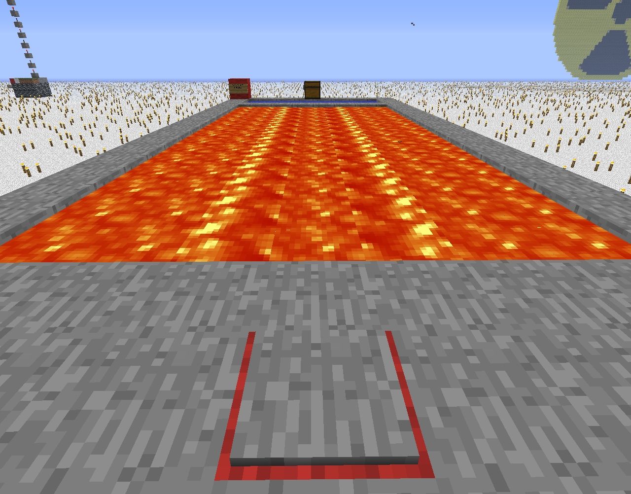 Lava pit crossing with activated piston pathway [Pixel3] Minecraft Map
