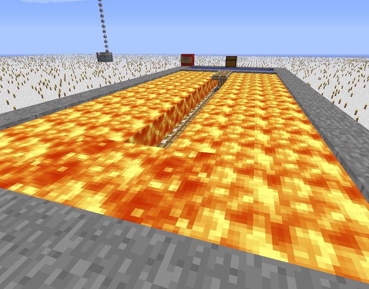 Lava pit crossing with activated piston pathway [Pixel3] Minecraft Map