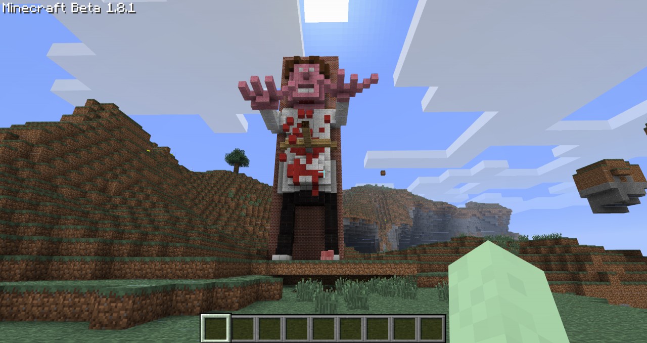 Guy getting stabbed with a sword into the wall (Pixel Art) Minecraft Map