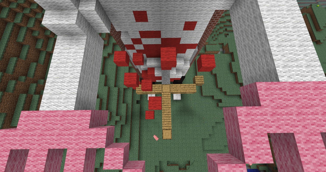 Guy getting stabbed with a sword into the wall (Pixel Art) Minecraft Map