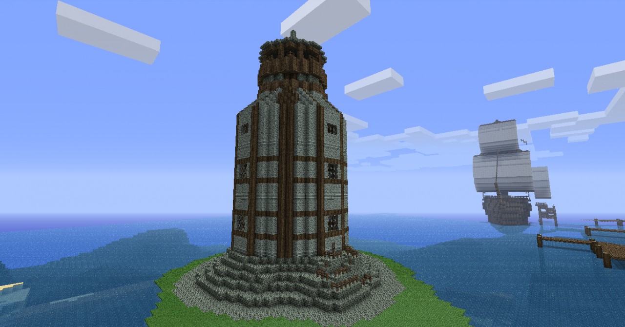 mideval lighthouse (with pistons) Minecraft Map