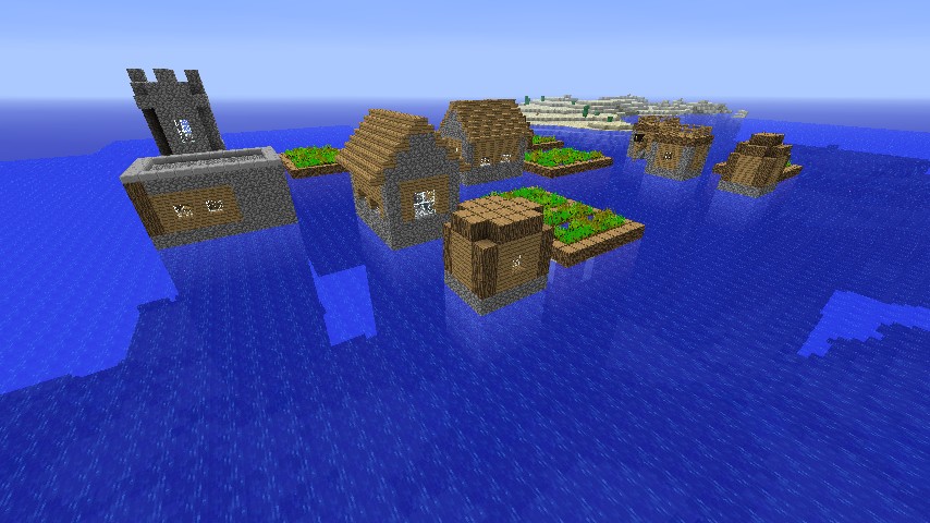 NPC Village in Ocean, Roads Rebuilt Minecraft Map