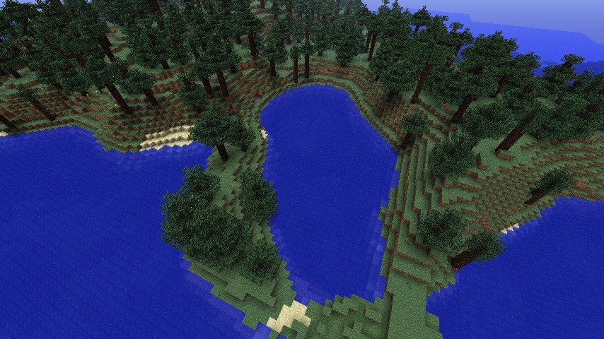 Custom Terrain (3 Mountains + 2 Lakes + Forest) Minecraft Map