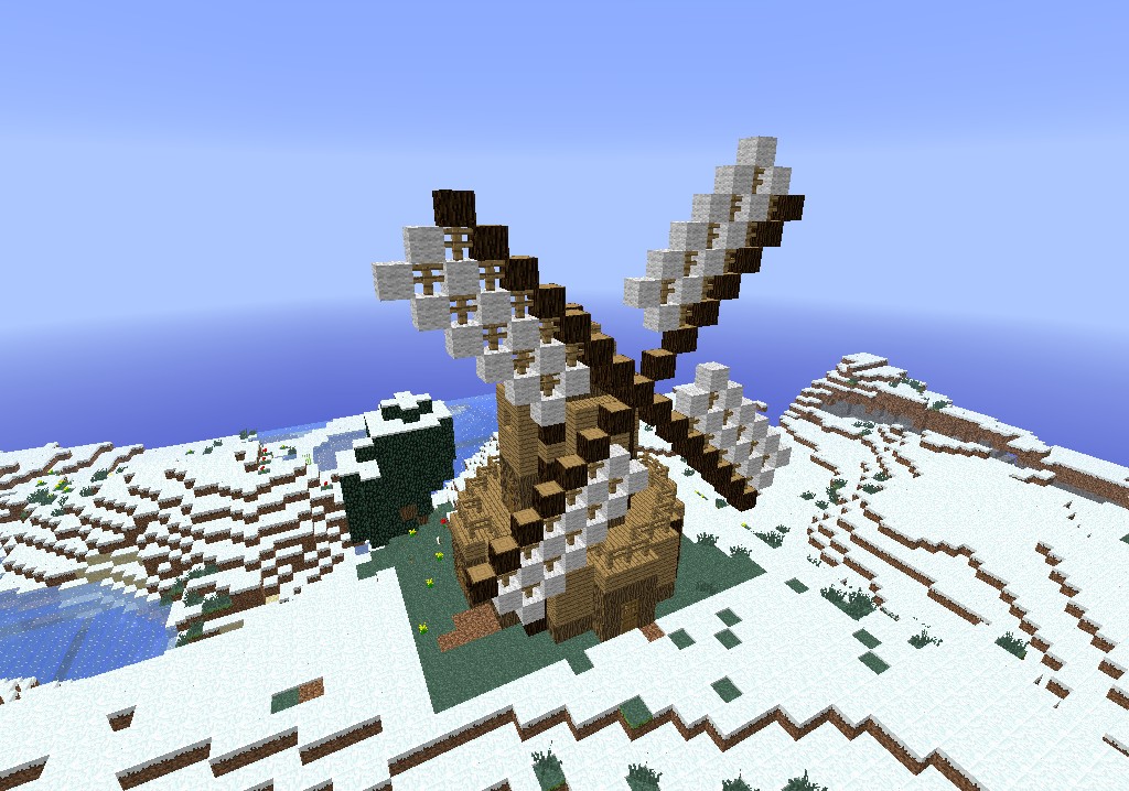 Wind Mill, With wheat in chests. Minecraft Map