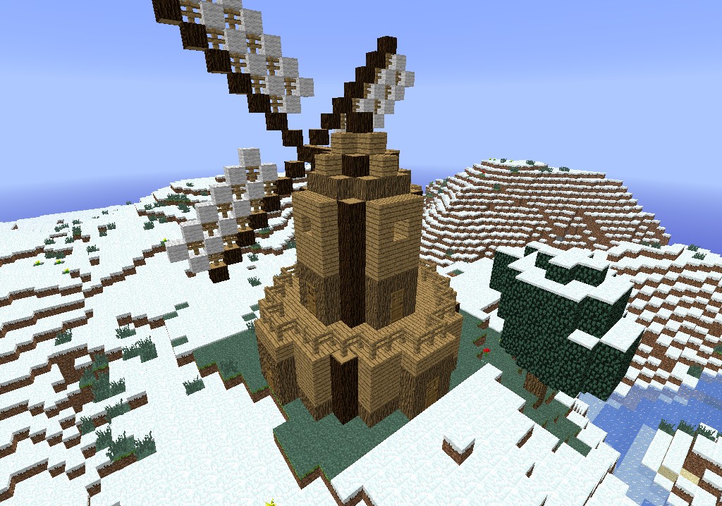 Wind Mill, With wheat in chests. Minecraft Map