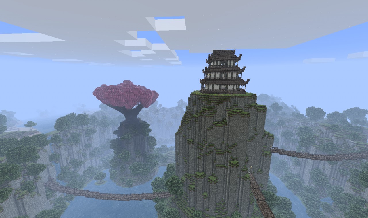 Asian city around a ravine Minecraft Map