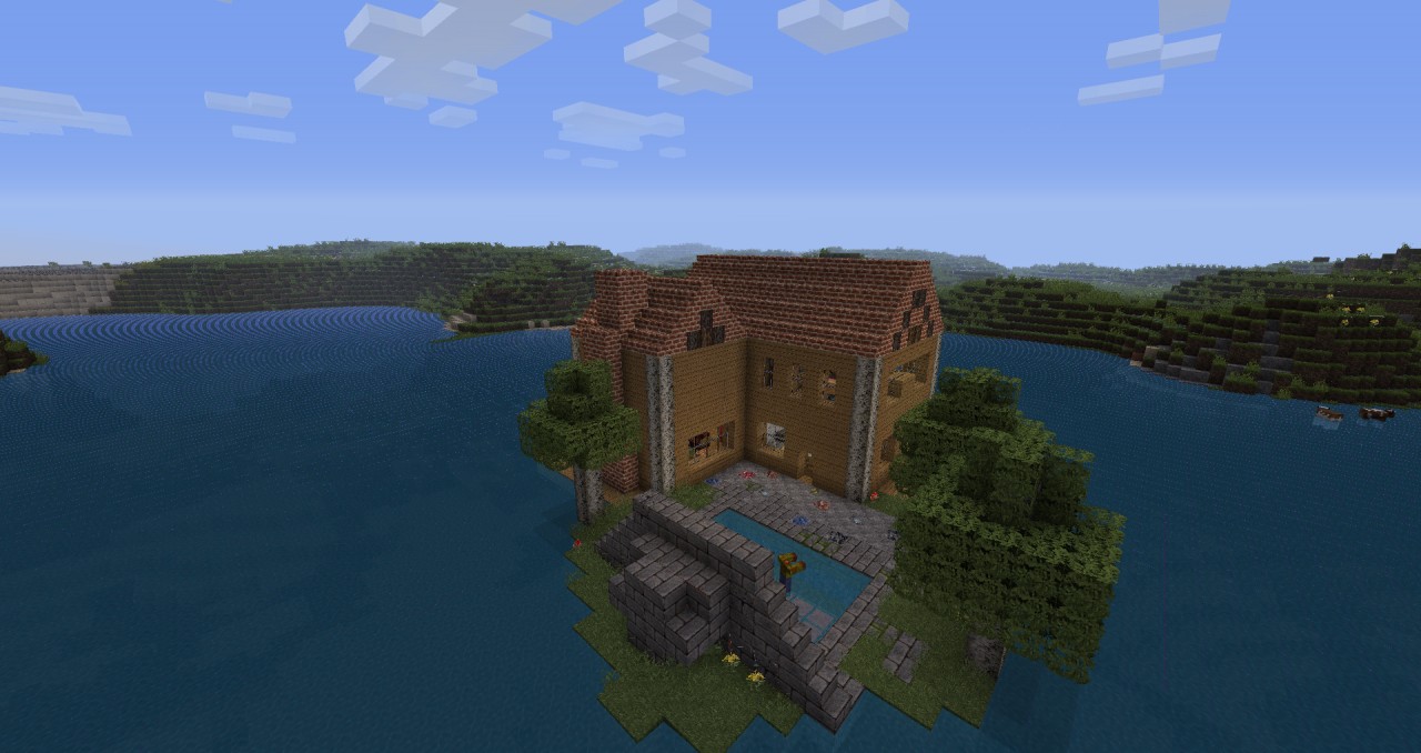 Island/Beach House with Pool Minecraft Map