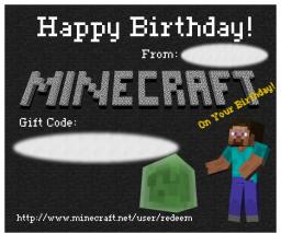Minecraft Gift Code Birthday Card