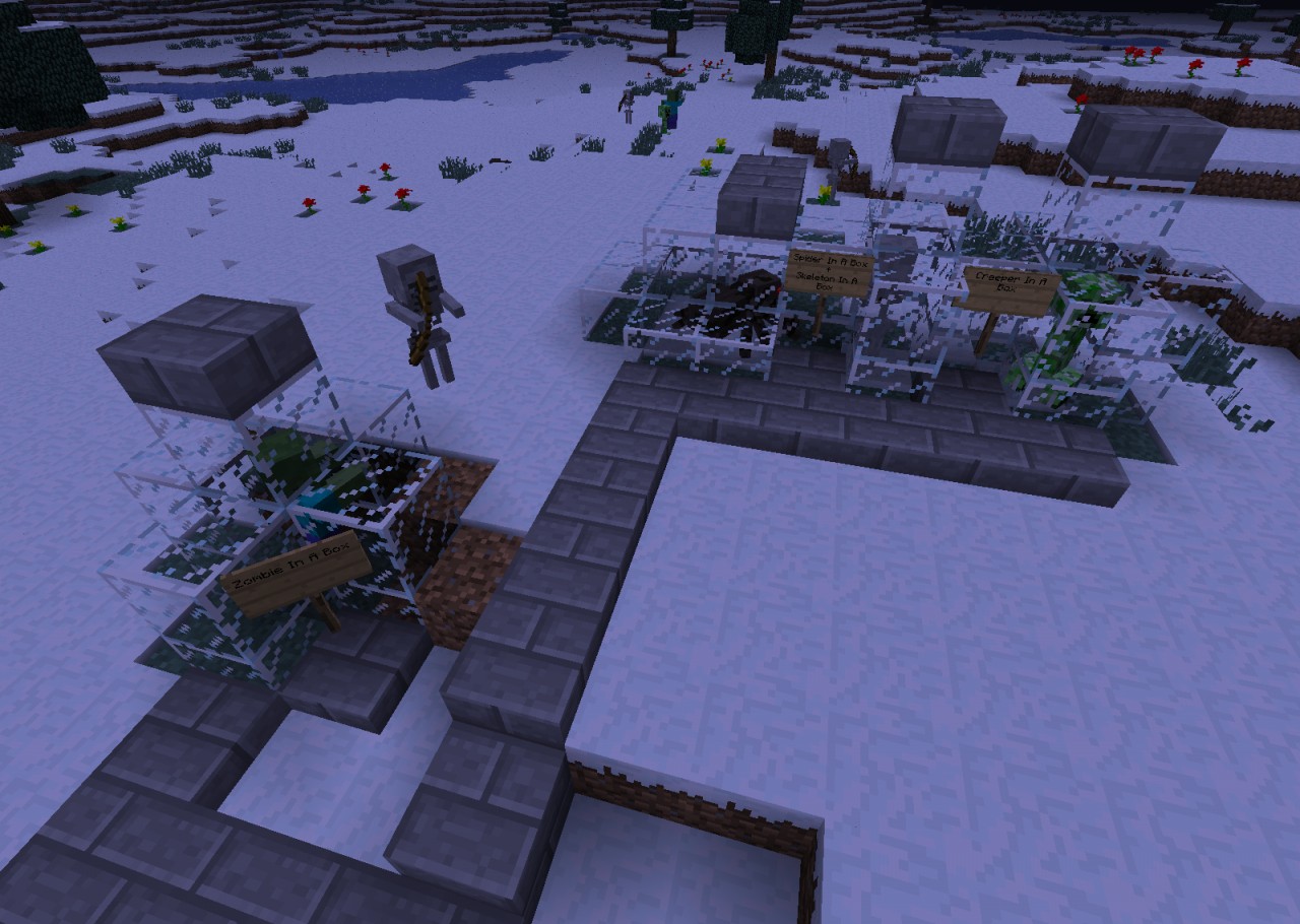 Stone Slab House + Glass Boxes w/ Mobs In Them! Minecraft Map