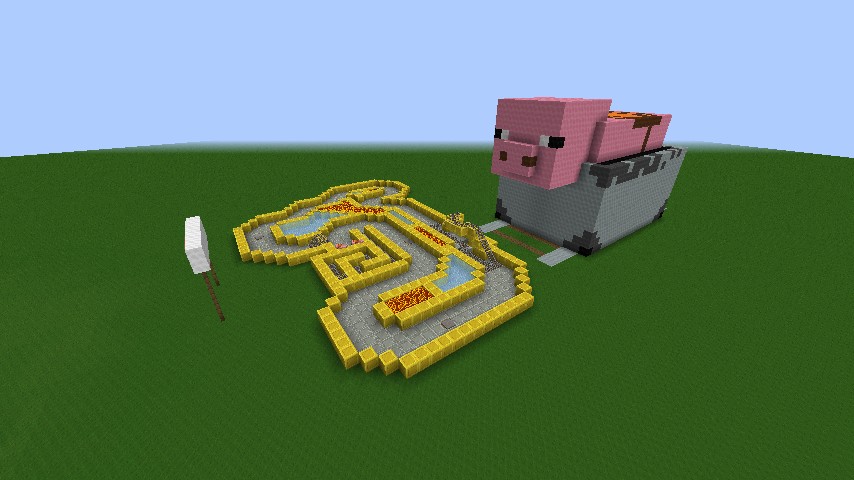 Piggy Race Using Saddled Pigs in Minecarts! Minecraft Project