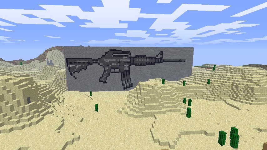 Huge Guns- AK47, AUG and M16 Minecraft Map