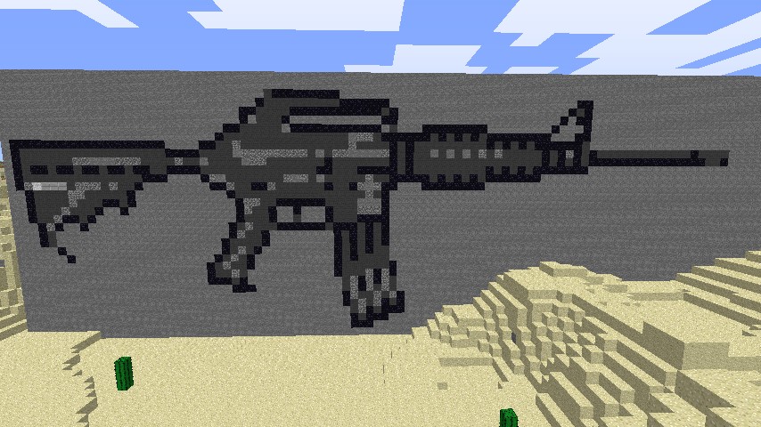Huge Guns- AK47, AUG and M16 Minecraft Map
