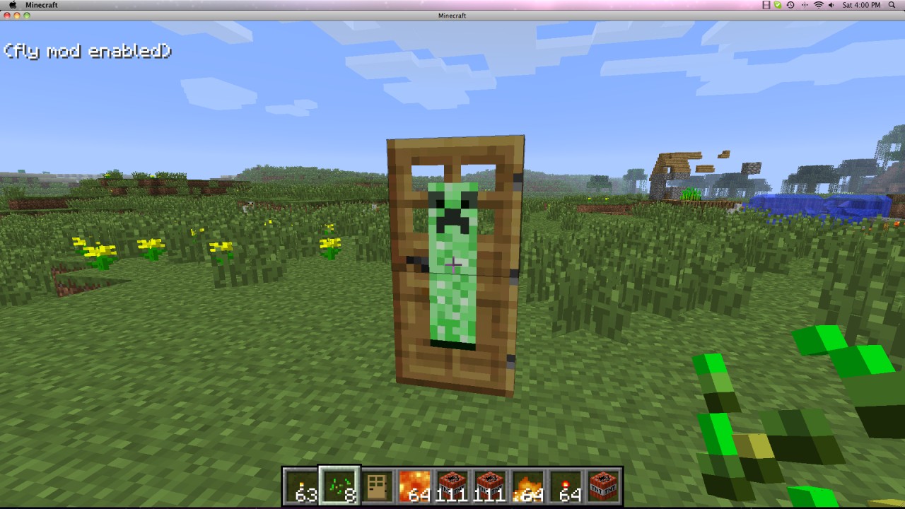 Creeper on the door trick. Minecraft Texture Pack