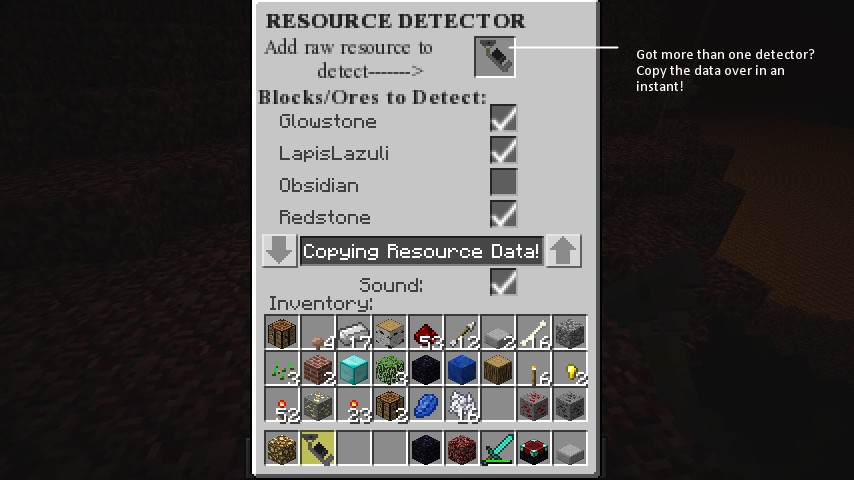 [1.2.5]Configurable Handheld Resource Detector (Client side) Minecraft Mod