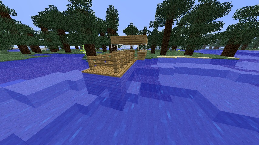 house next to water with ledge Minecraft Map