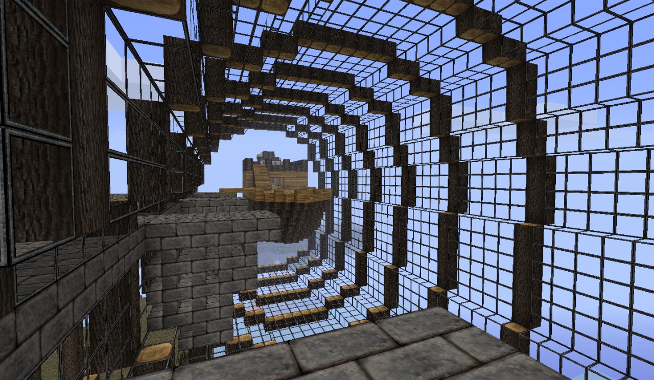 Steampunk floating islands with airship port and factory Minecraft Map