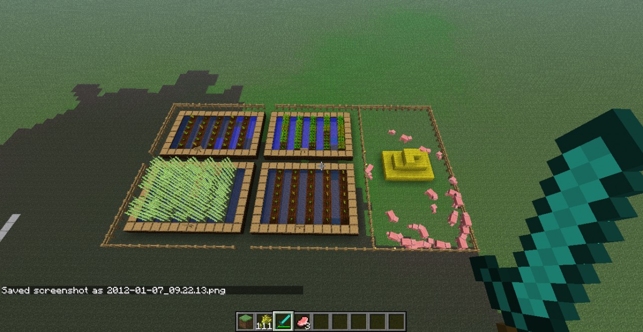 modern house with farm and flatland Minecraft Map