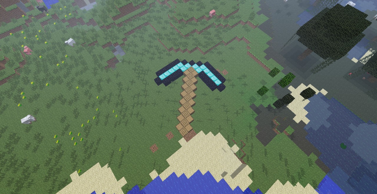 Pixel Art Diamond Pick Axe Minecraft Map