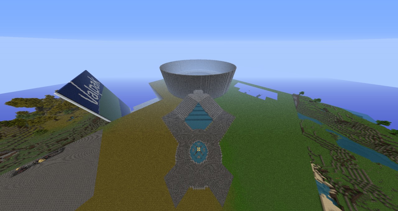 Giant Outdoor Mall with Park in Center Minecraft Map