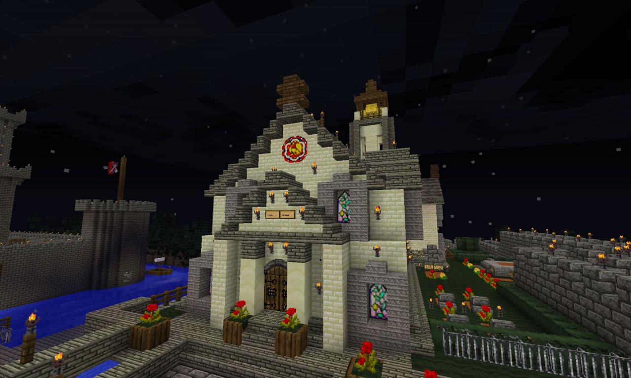 Cobbleton Cathedral with hill. Minecraft Map