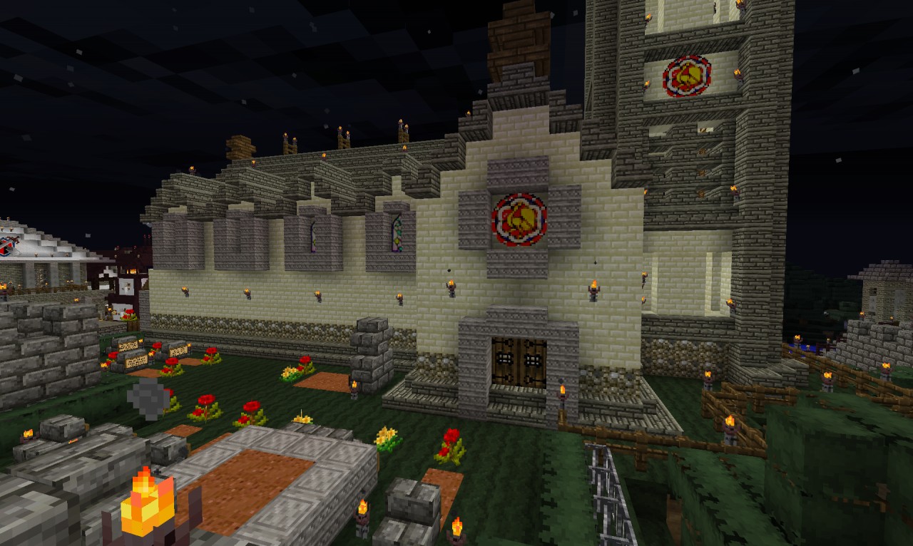 Cobbleton Cathedral with hill. Minecraft Map