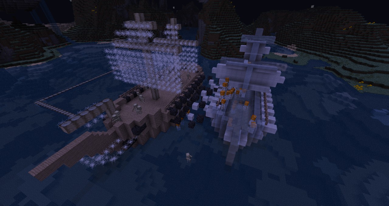 Snowmen boat VS skeletons boat Minecraft Map
