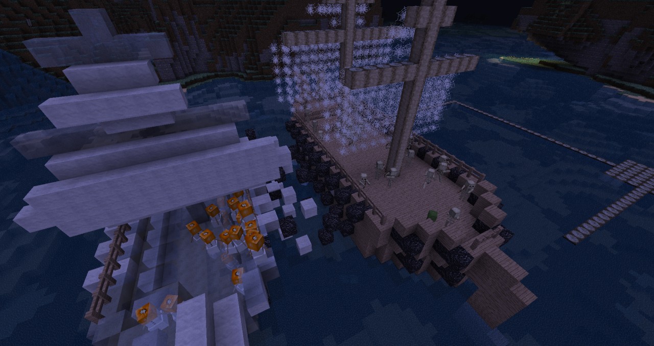 Snowmen boat VS skeletons boat Minecraft Map
