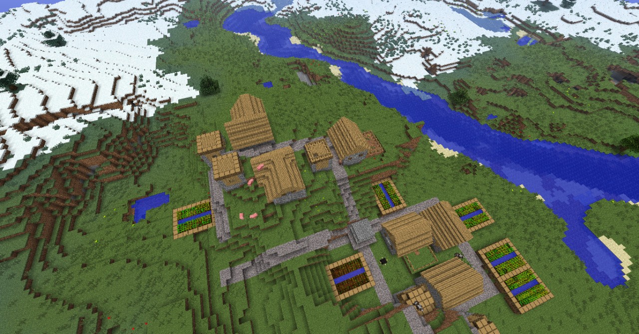 Village next to spawn Minecraft Map