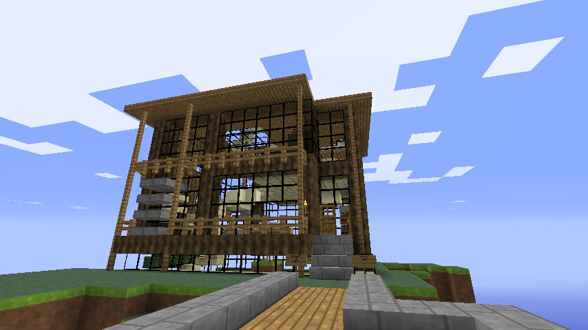 Mountain modern log house Minecraft Map