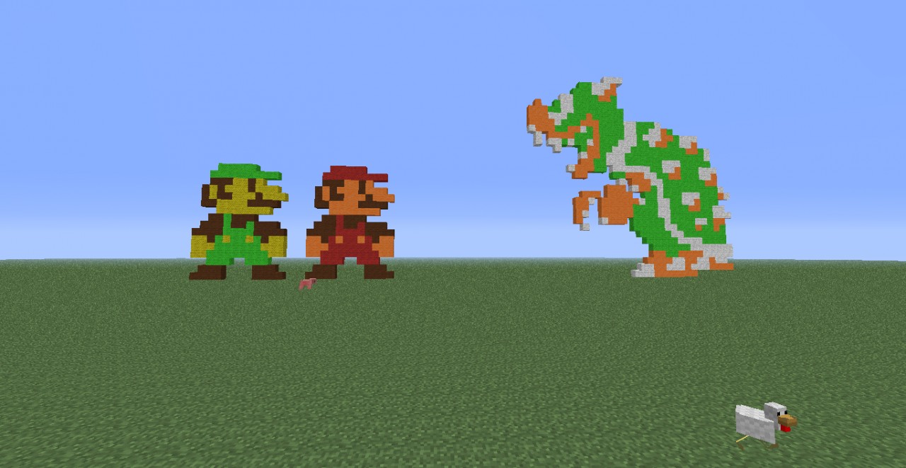 Bowser, Luigi, Mario Minecraft Map