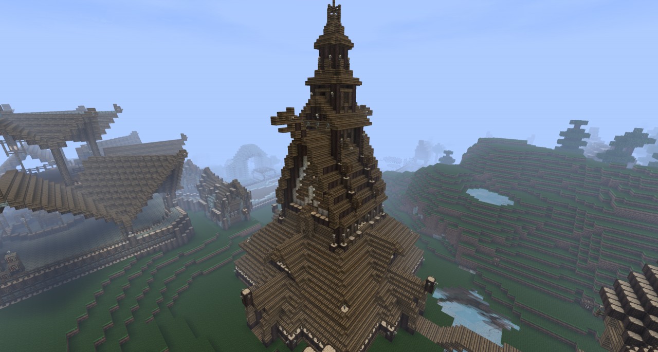 Minecraft Nordic stav church schematic, Minecraft Map